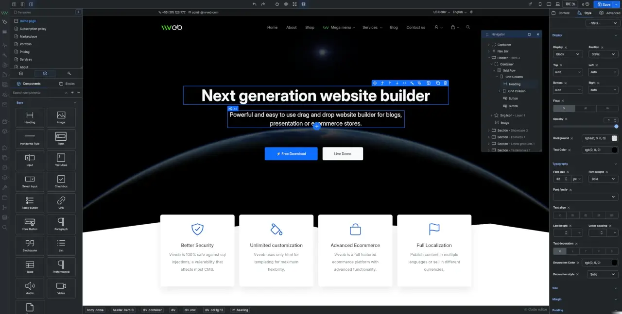 Vvveb CMS plugins